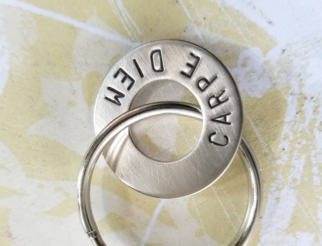CARPE DIEM Hand Stamped Washer Key Chain - Graduation Gift - Birthday ...