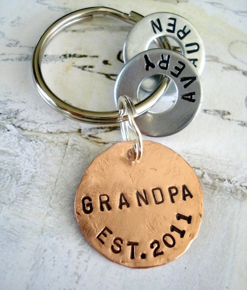 Grandpa Gift Personalized Christmas Keychain With Names - Etsy