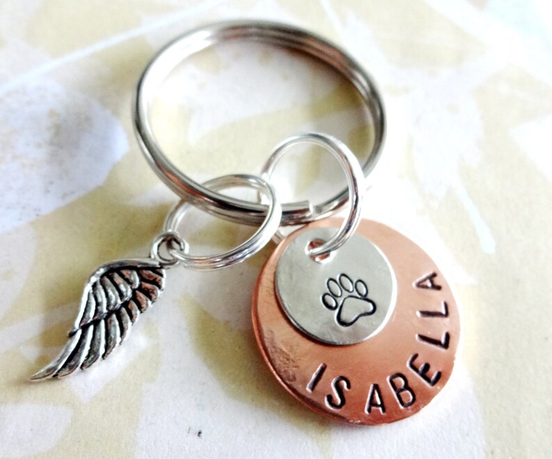 Memorial Keychain - Pet - Dog - Cat - Personalized Hand Stamped Key ...