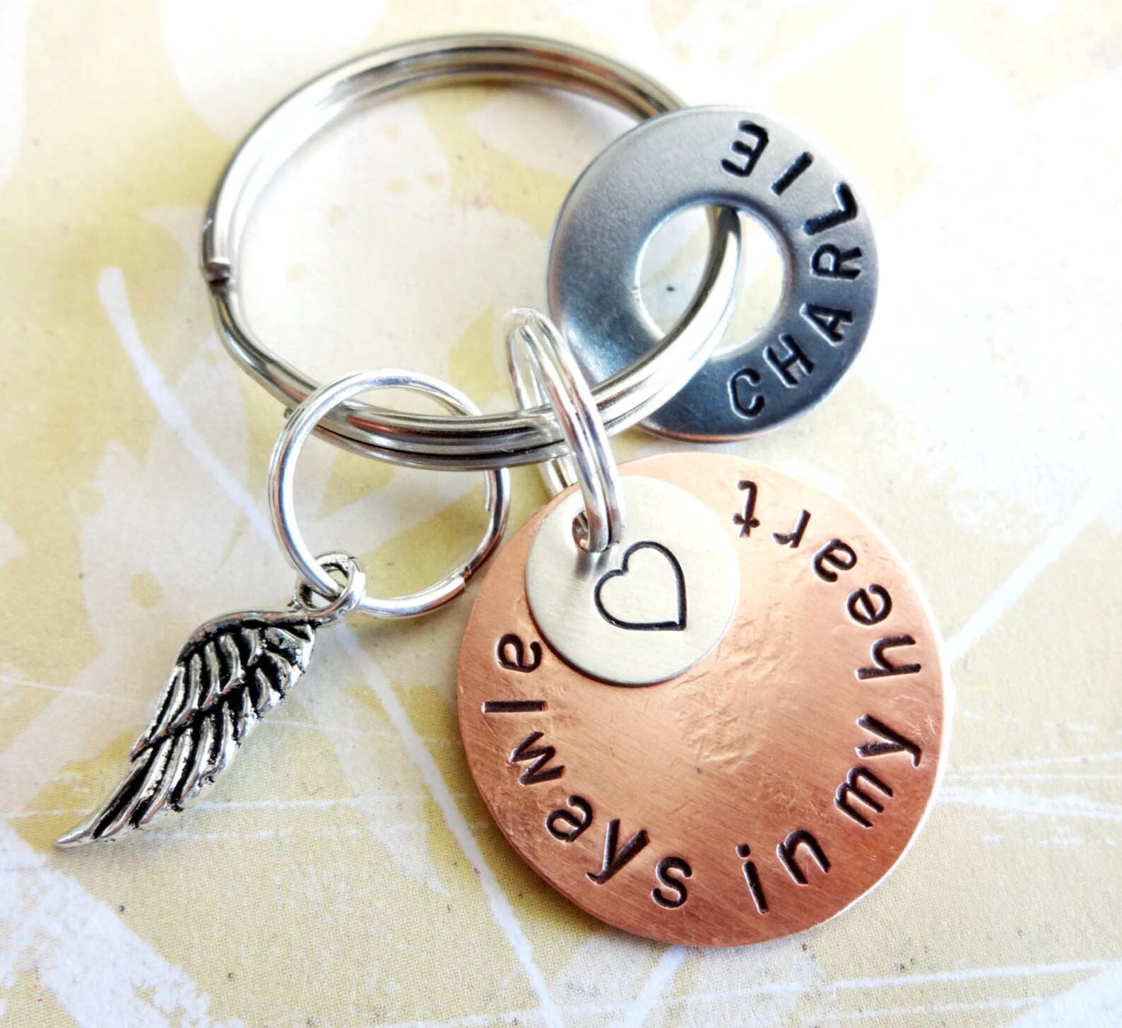 Memorial Gift Keychain - Loss of Loved One - Personalized Hand Stamped ...