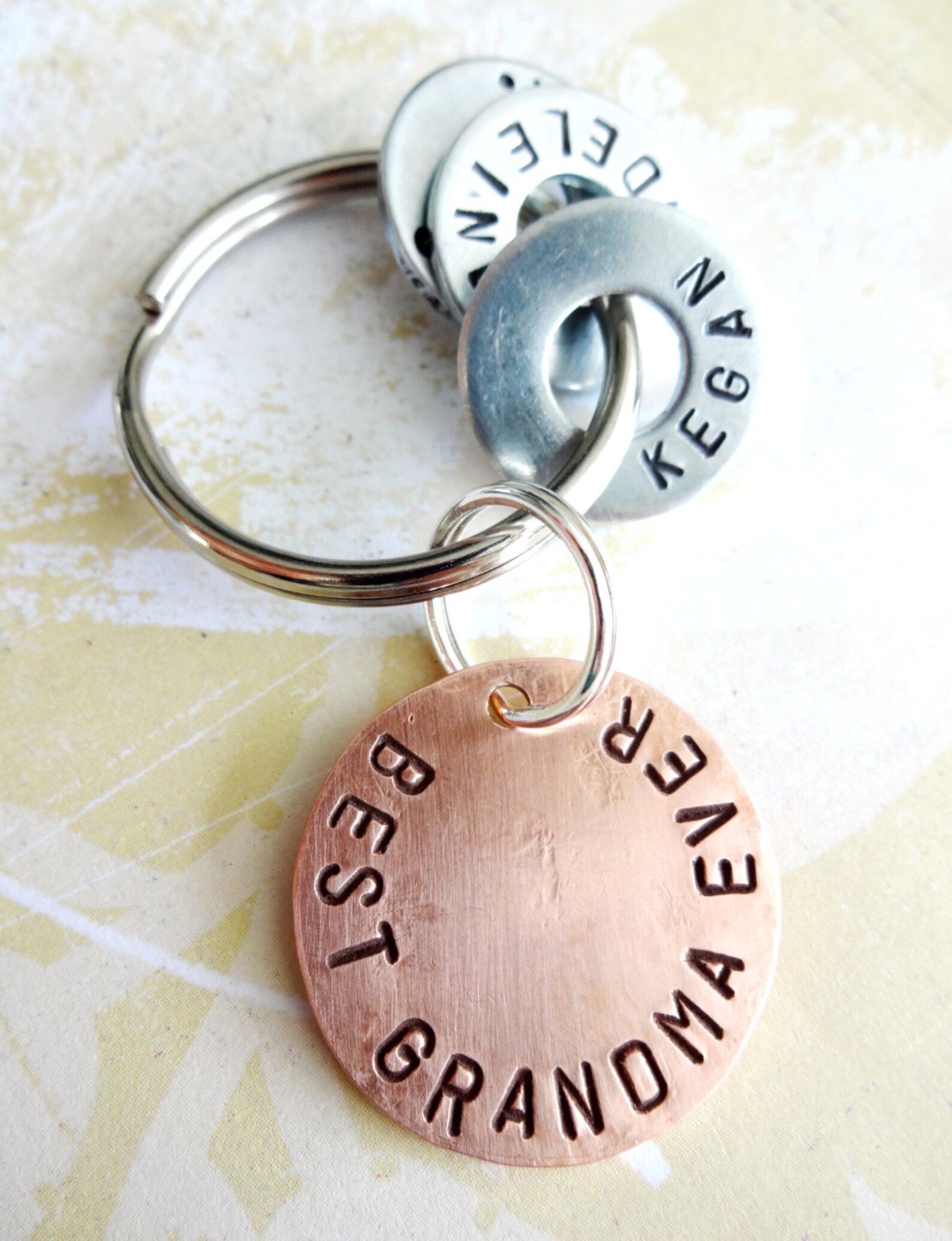 Personalized Hand Stamped Key Chain BEST GRANDMA EVER Washer - Etsy