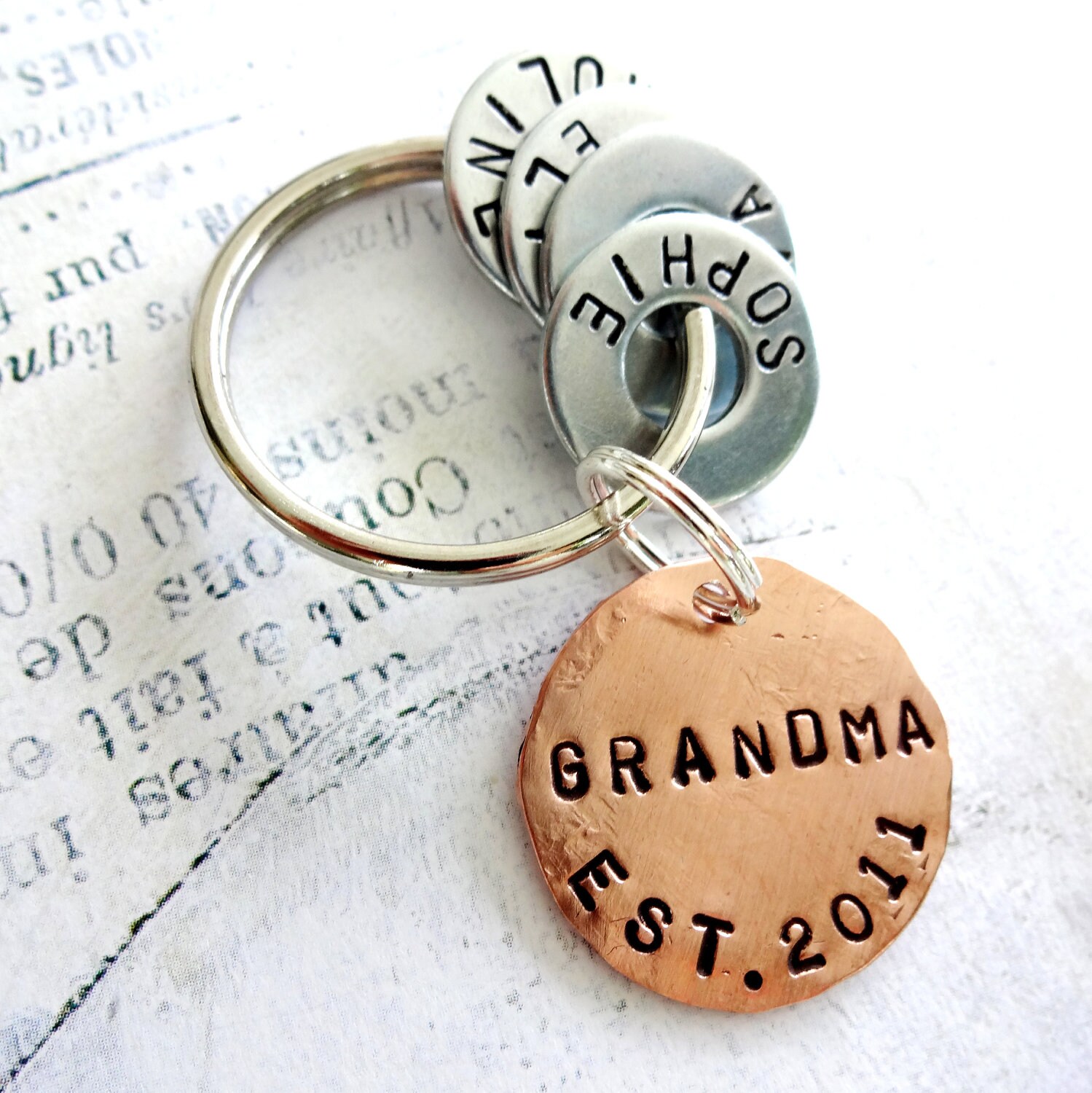 GRANDMA Gift Personalized Christmas Keychain With Names Hand - Etsy