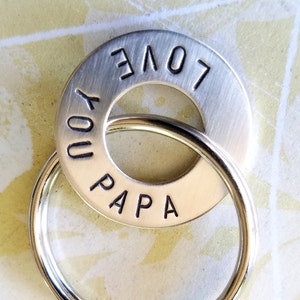 PAPA Keychain Love You Papa Hand Stamped Nickel Silver Key Chain - Etsy