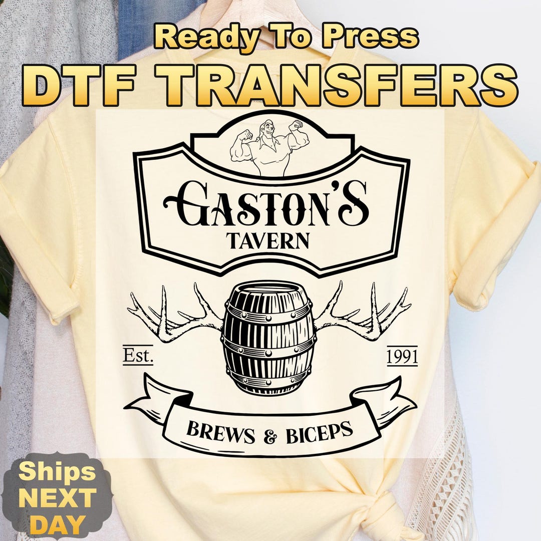 Beauty and the Beast Heat Press Transfer, Gaston DTF Transfer, Ready to ...