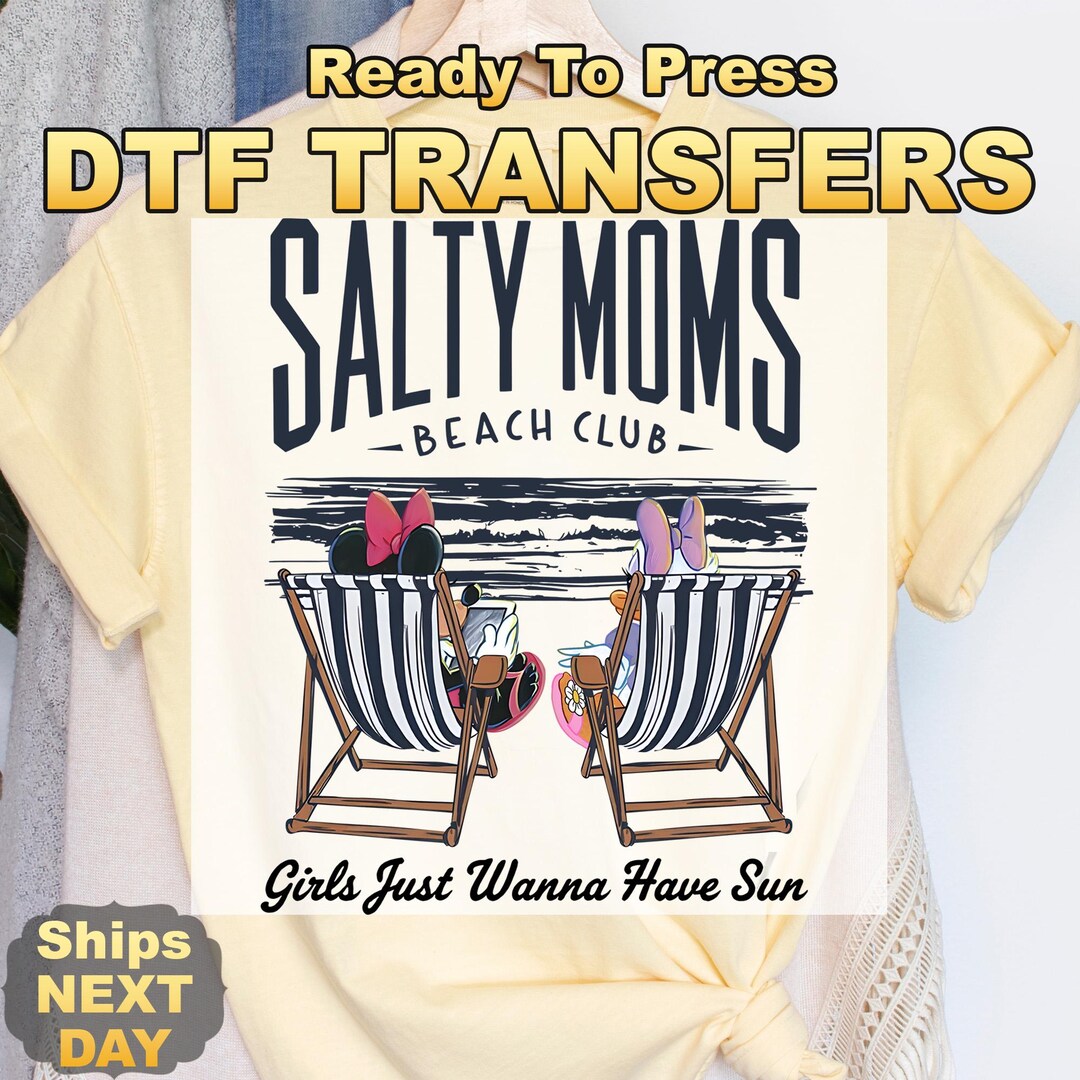 Disney Salty Moms Beach Club DTF Transfers, Minnie and Daisy Summer ...
