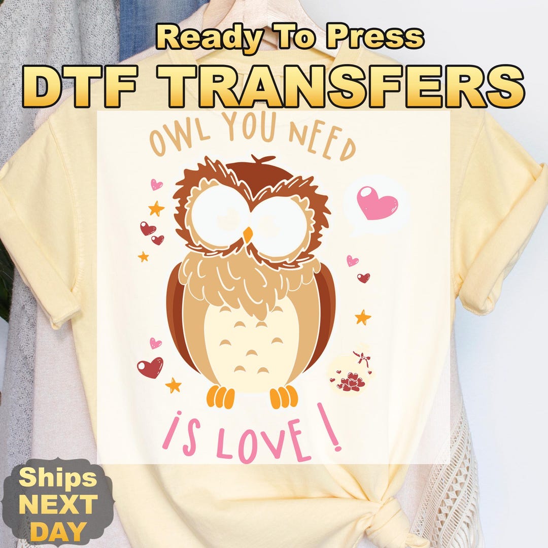 Owl You Need is Love DTF Transfers, Owl Shirts, Owl Bird Heat Press ...
