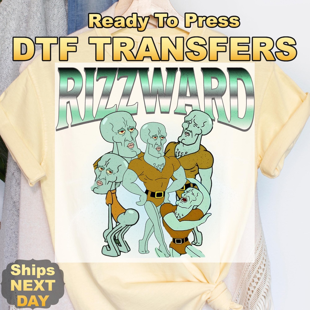 Rizzward DTF Transfers, Handsome Squidward Meme Heat Press Transfers ...