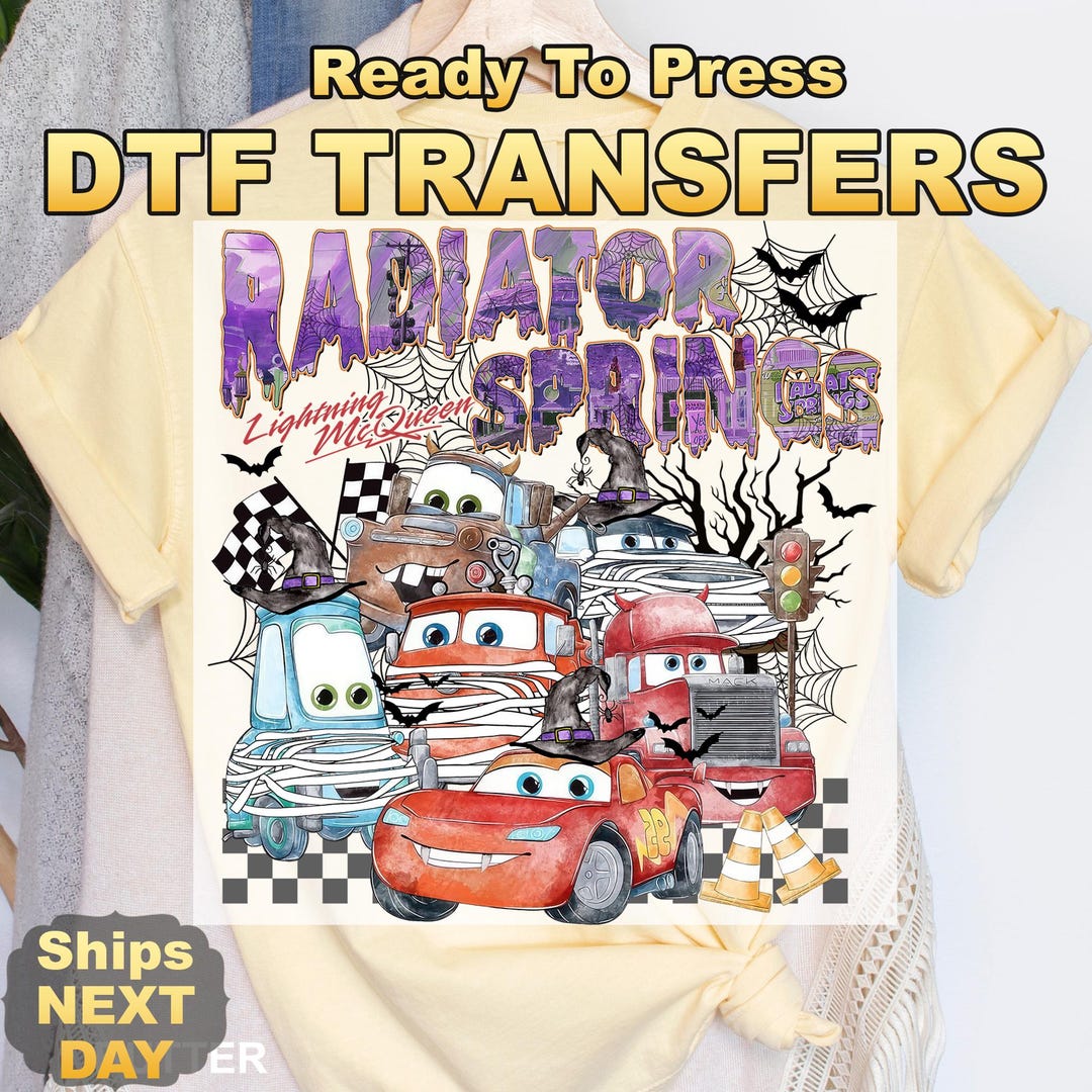 Retro Radiator Springs Cars Movie Halloween Heat Press Transfer ...
