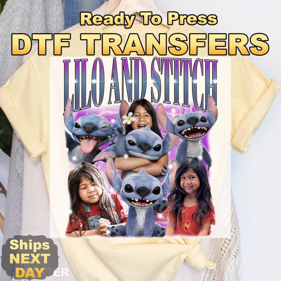 Lilo and Stitch Heat Press Transfer, Lilo and Stitch Ready to Press DTF ...