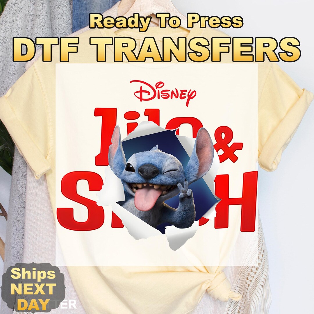 Lilo and Stitch Heat Press Transfer, Lilo and Stitch Ready to Press DTF ...