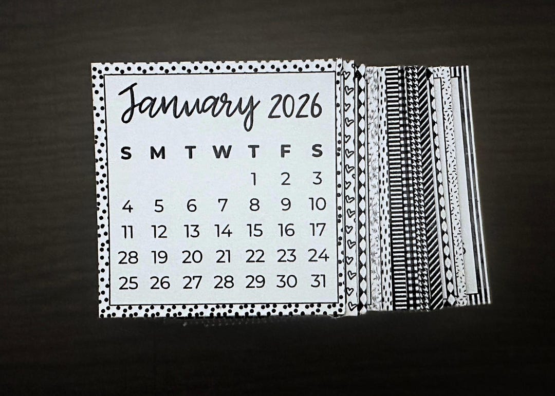 2026 Mini Magnet Calendar | Black and White Small Calendar 2026 | 3x3 2026 Calendar - Etsy