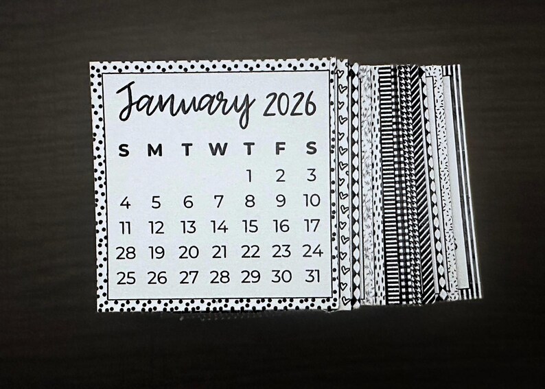 2026 Mini Magnet Calendar | Black and White Small Calendar 2026 | 3x3 2026 Calendar - Etsy