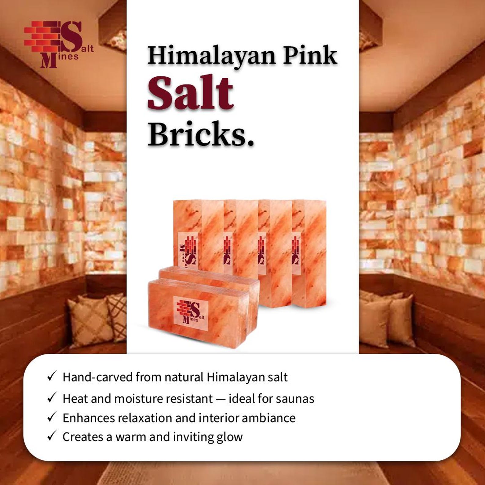 Build 18 Sq. Ft. Salt Wall Pack of 90 Salt Bricks for DIY, Spa, Sauna ...