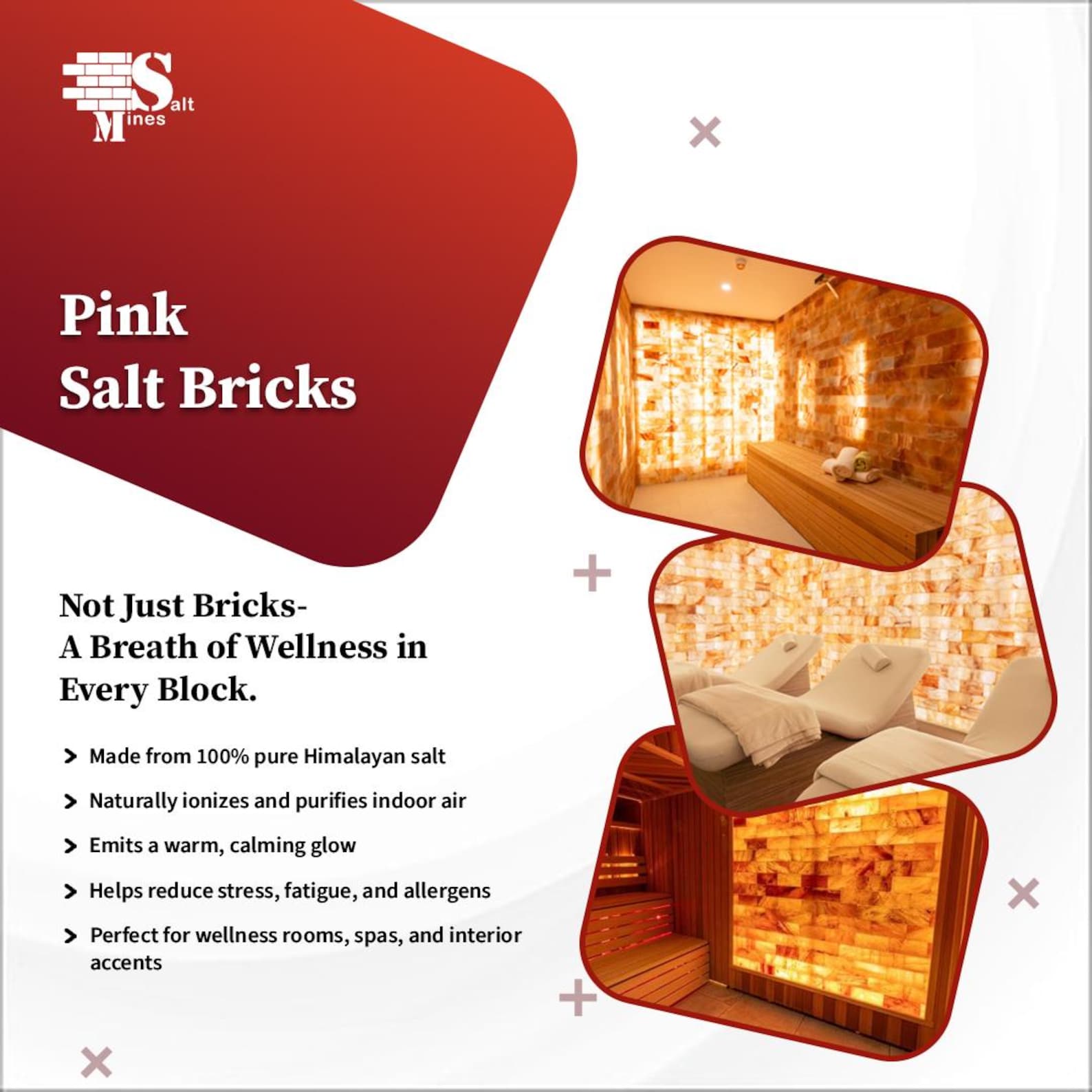 Build 18 Sq. Ft. Salt Wall Pack of 90 Salt Bricks for DIY, Spa, Sauna ...