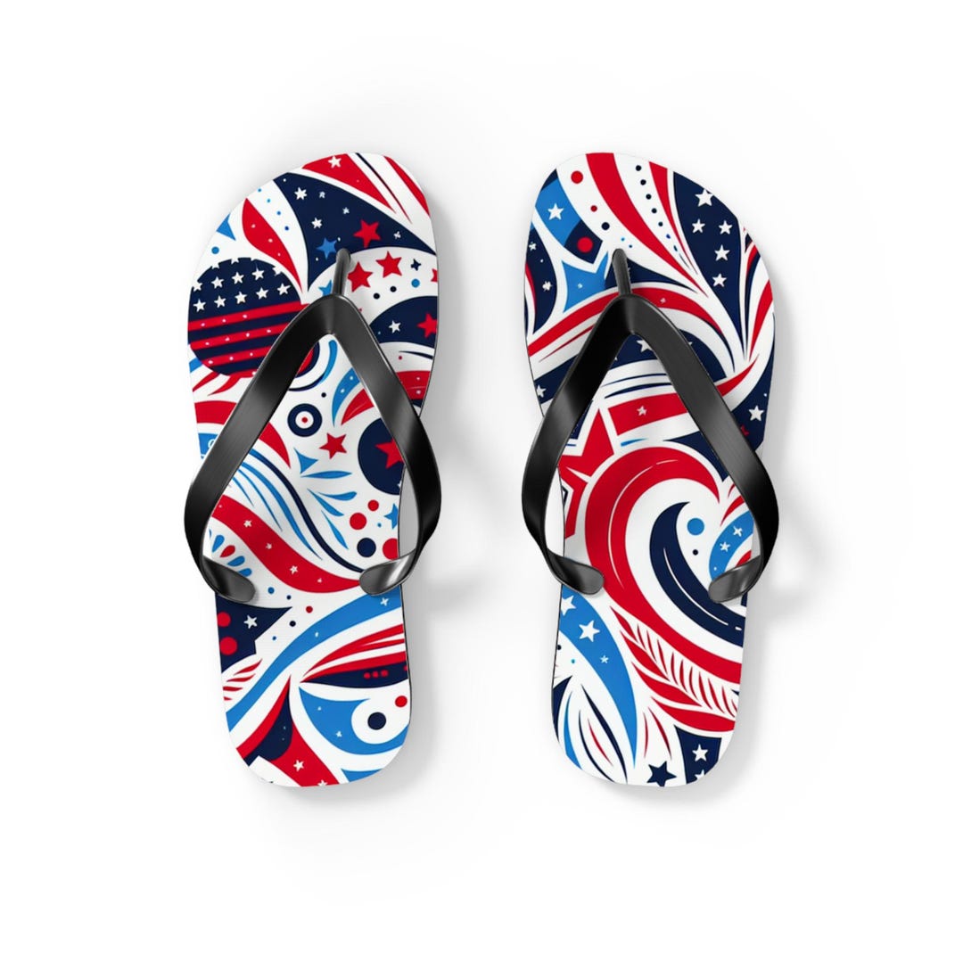 Patriotic Flip Flops | Red, White & Blue Sandals for Summer Fun ...