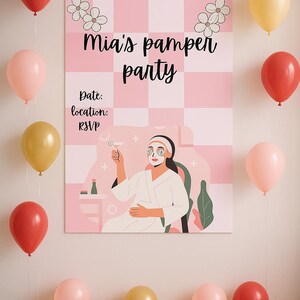 Pamper Party Birthday Poster | Spa Day Printable Backdrop | Mia's ...