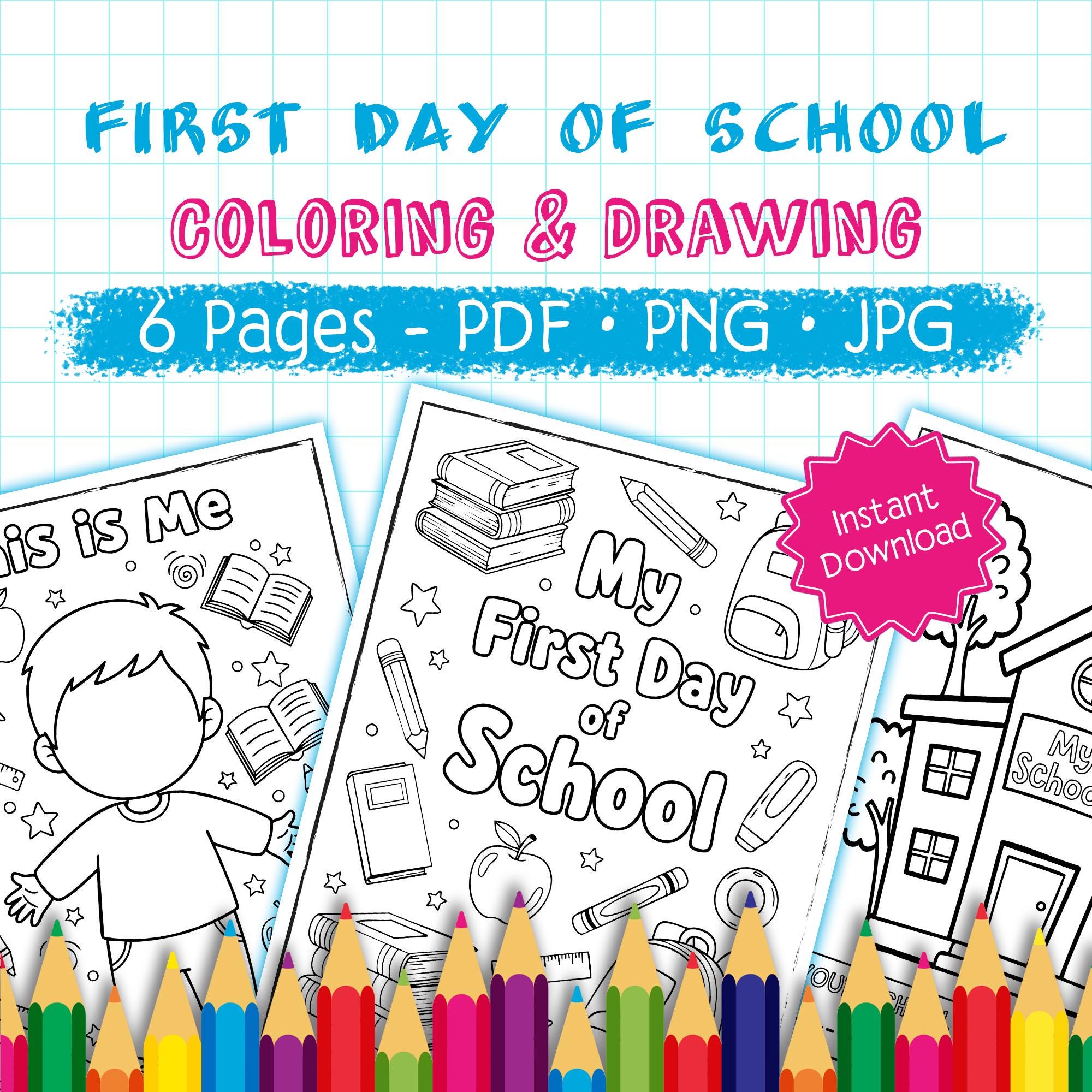 First Day of School Coloring Pages for Kids – Drawing Activities ...