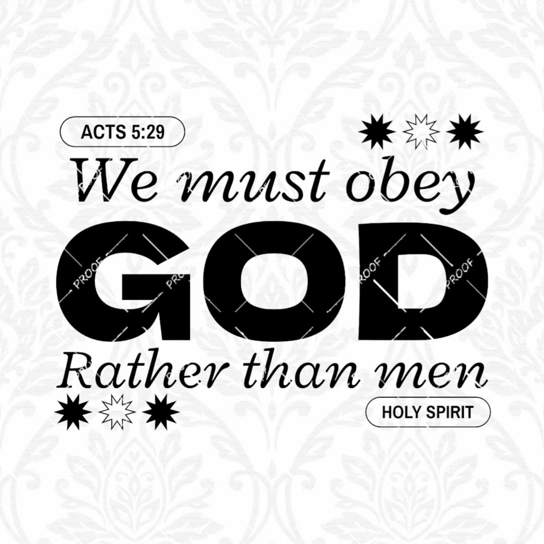Obey God Defy Men Bible Verse PNG File Acts Prayer Printable Obey God ...
