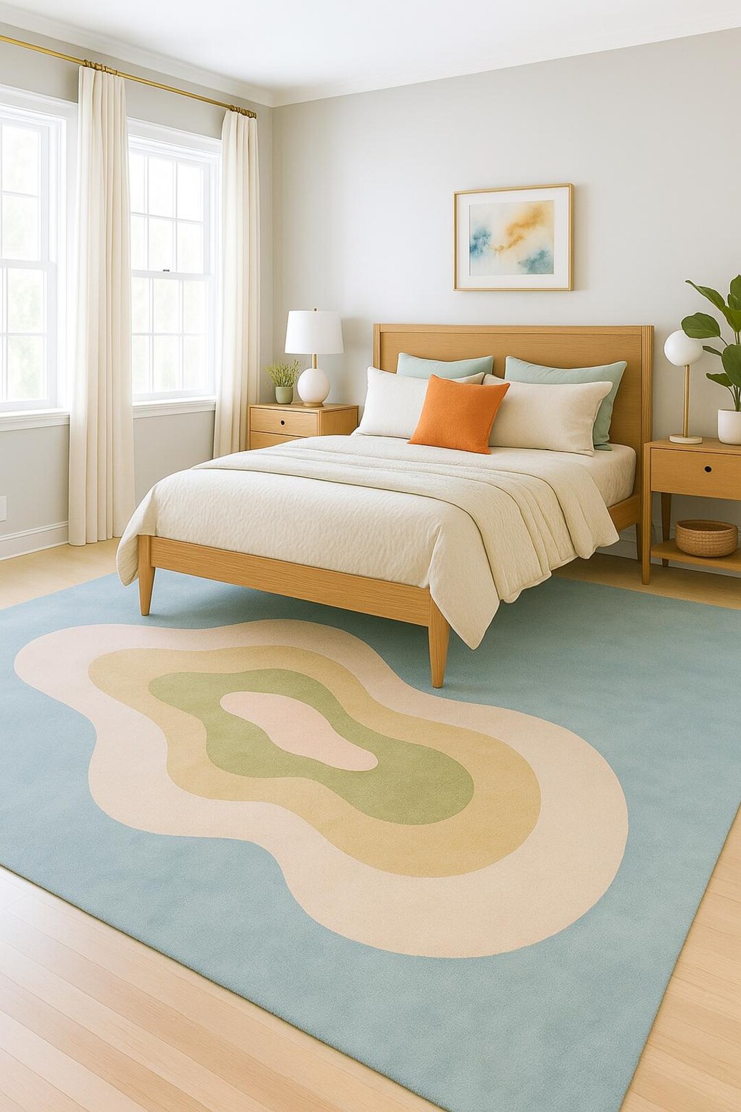 Hand Tufted Wool Rug: Amoeba Shape Pastel Carpet - Etsy