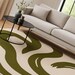 Modern Olive Green Abstract Wave Rug, Hand Tufted Wool Carpet for ...