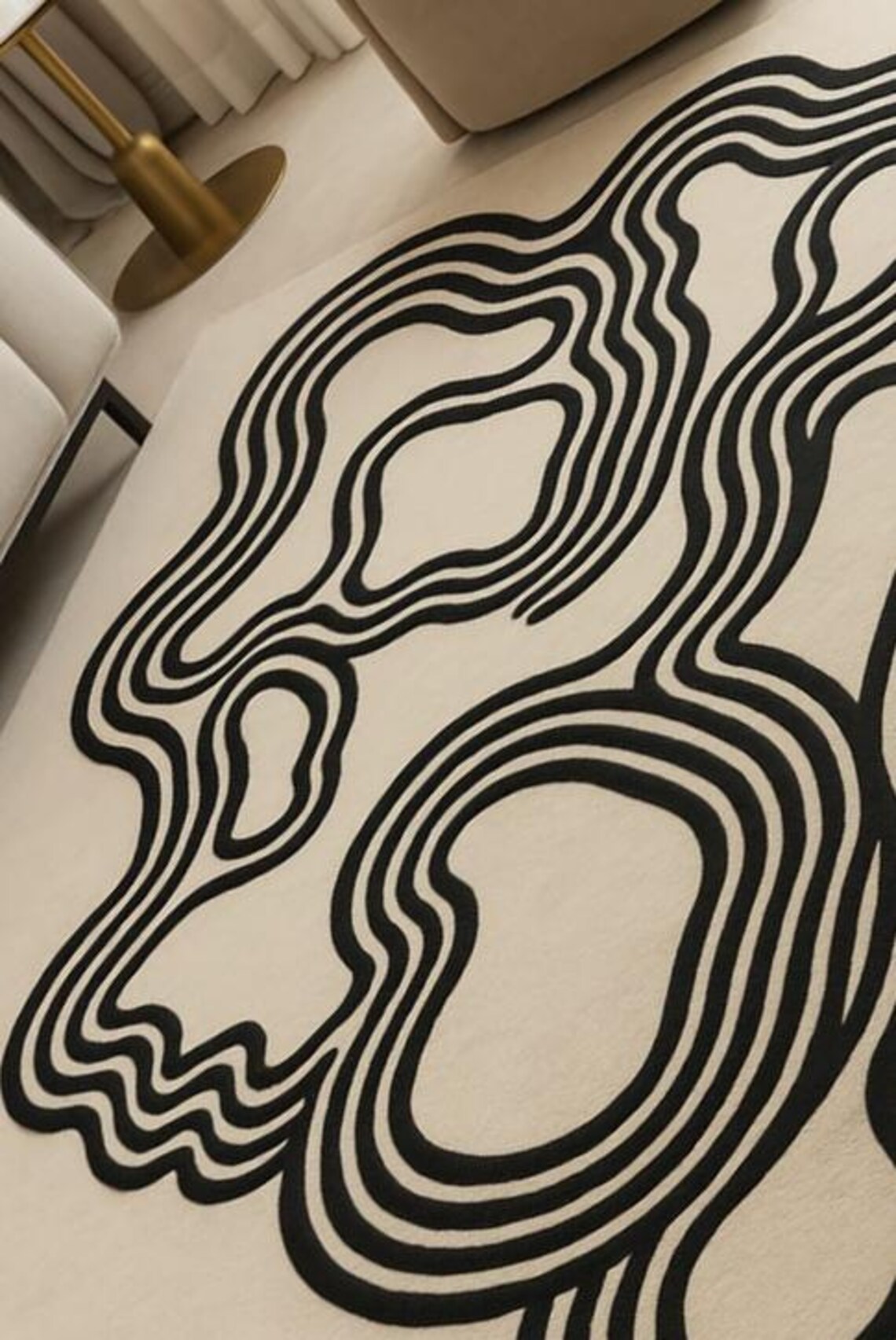 Abstract Line Art Rug – Modern Irregular Shape, Minimalist Decor - Etsy
