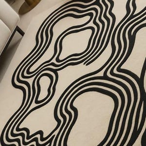 Abstract Line Art Rug – Modern Irregular Shape, Minimalist Decor - Etsy
