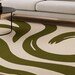Modern Olive Green Abstract Wave Rug, Hand Tufted Wool Carpet for ...