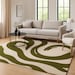 Modern Olive Green Abstract Wave Rug, Hand Tufted Wool Carpet for ...