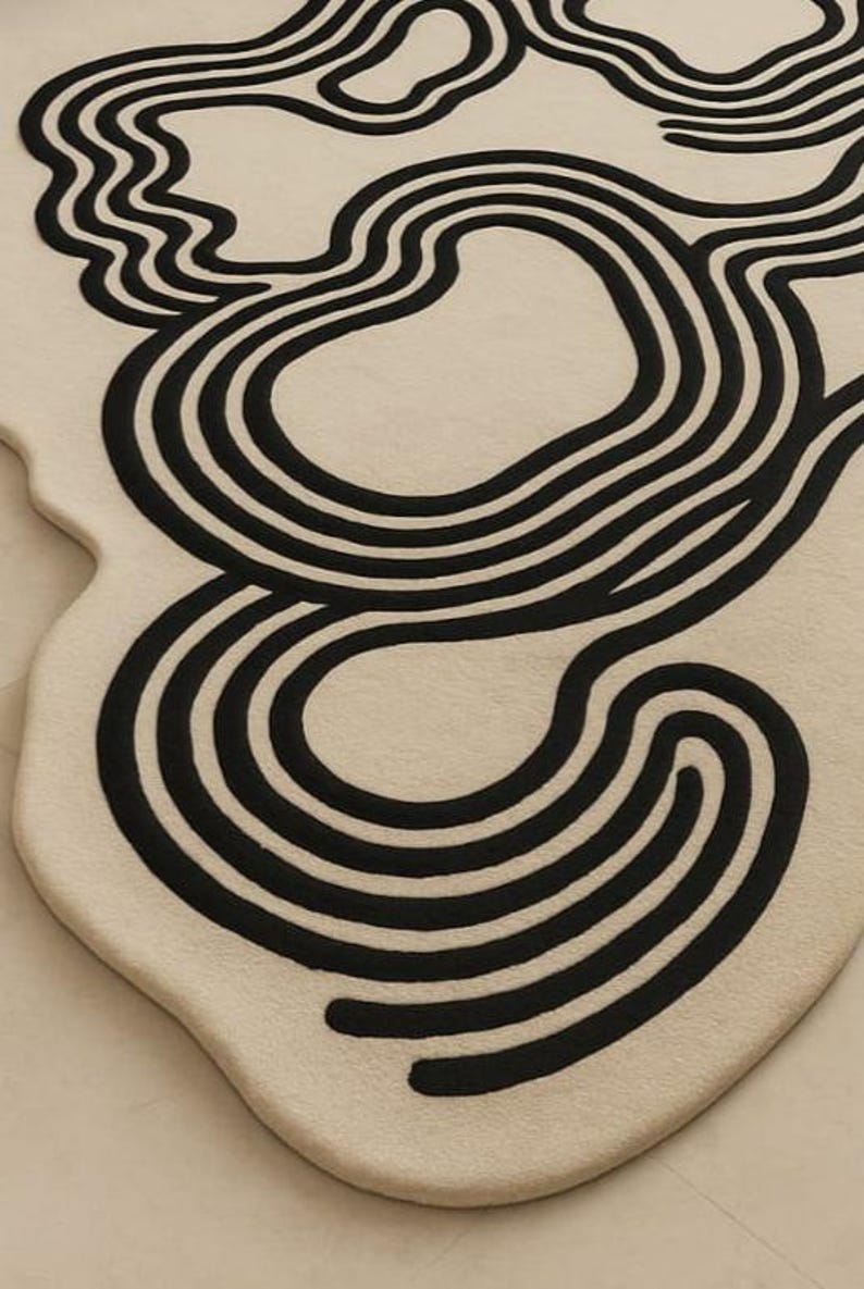 Abstract Line Art Rug – Modern Irregular Shape, Minimalist Decor - Etsy