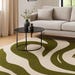 Modern Olive Green Abstract Wave Rug, Hand Tufted Wool Carpet for ...