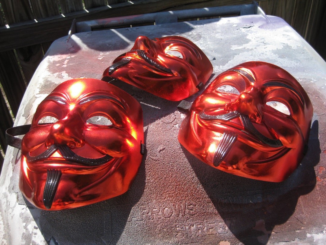RED CHROME METALLIC Hand Painted Custom Guy Fawkes V for Vendetta ...