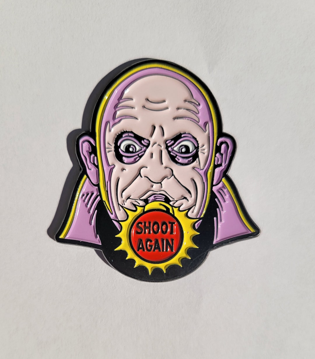 SHOOT AGAIN Uncle Fester the Addams Family Pinball Enamel Pin Lapel 90s ...