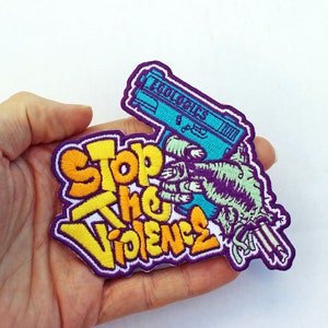 Stop the Violence Graffiti Glock Severed Hand Embroidered Iron-on Patch ...