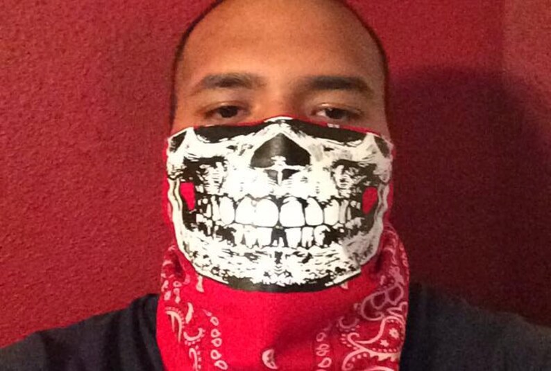 BLOOD RED Paisley Half White Skull Face Mask Bandanas Neck - Etsy