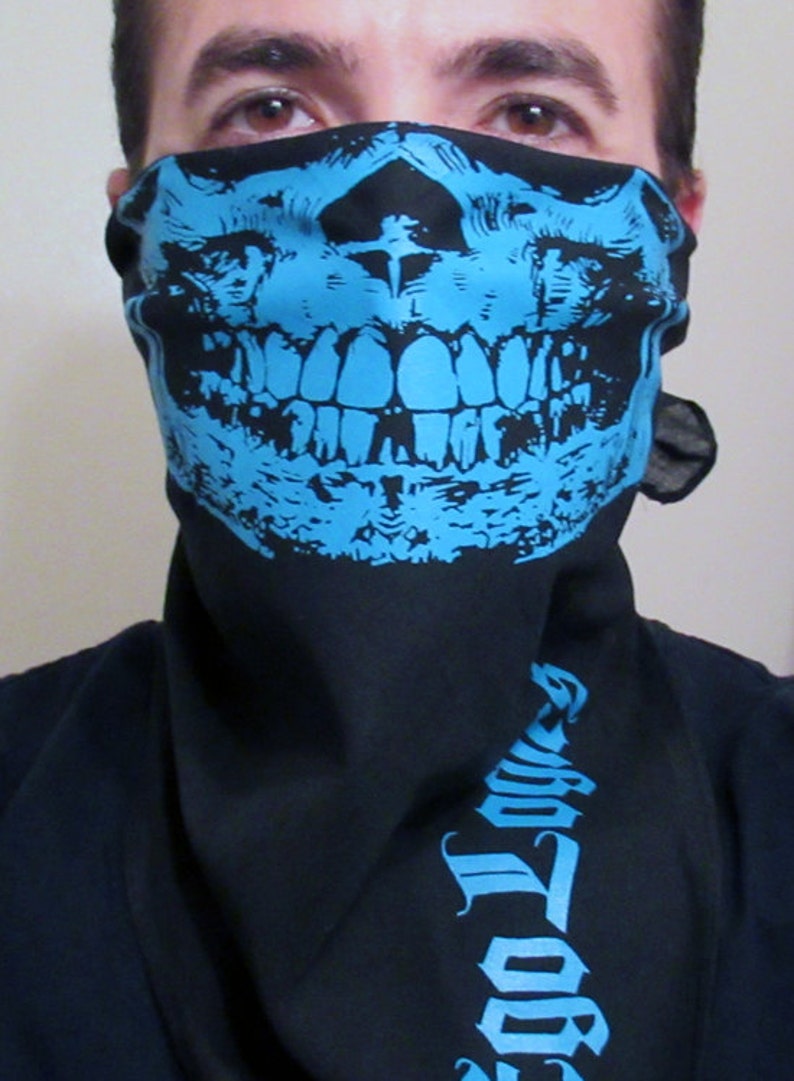 Dayglow Neon Blue Cyan Black Light UV Reactive Skull Bandana - Etsy