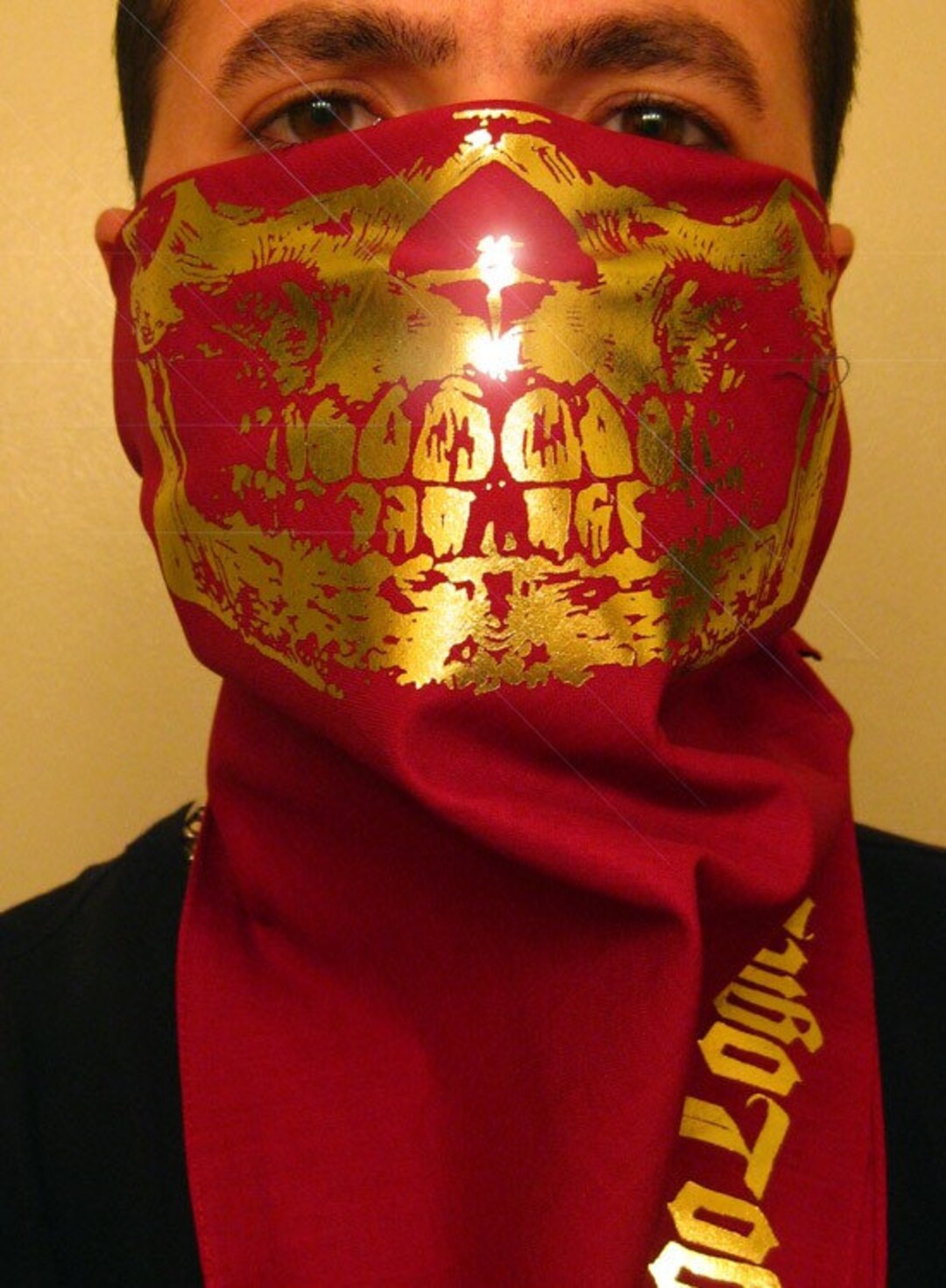 Burgundy Red All Gold Foil Skull Face Mask Bandana FSU Florida ...