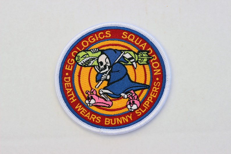 Death Wears Bunny Slippers Embroidered Iron-on Grim Reaper Bomb Squad ...