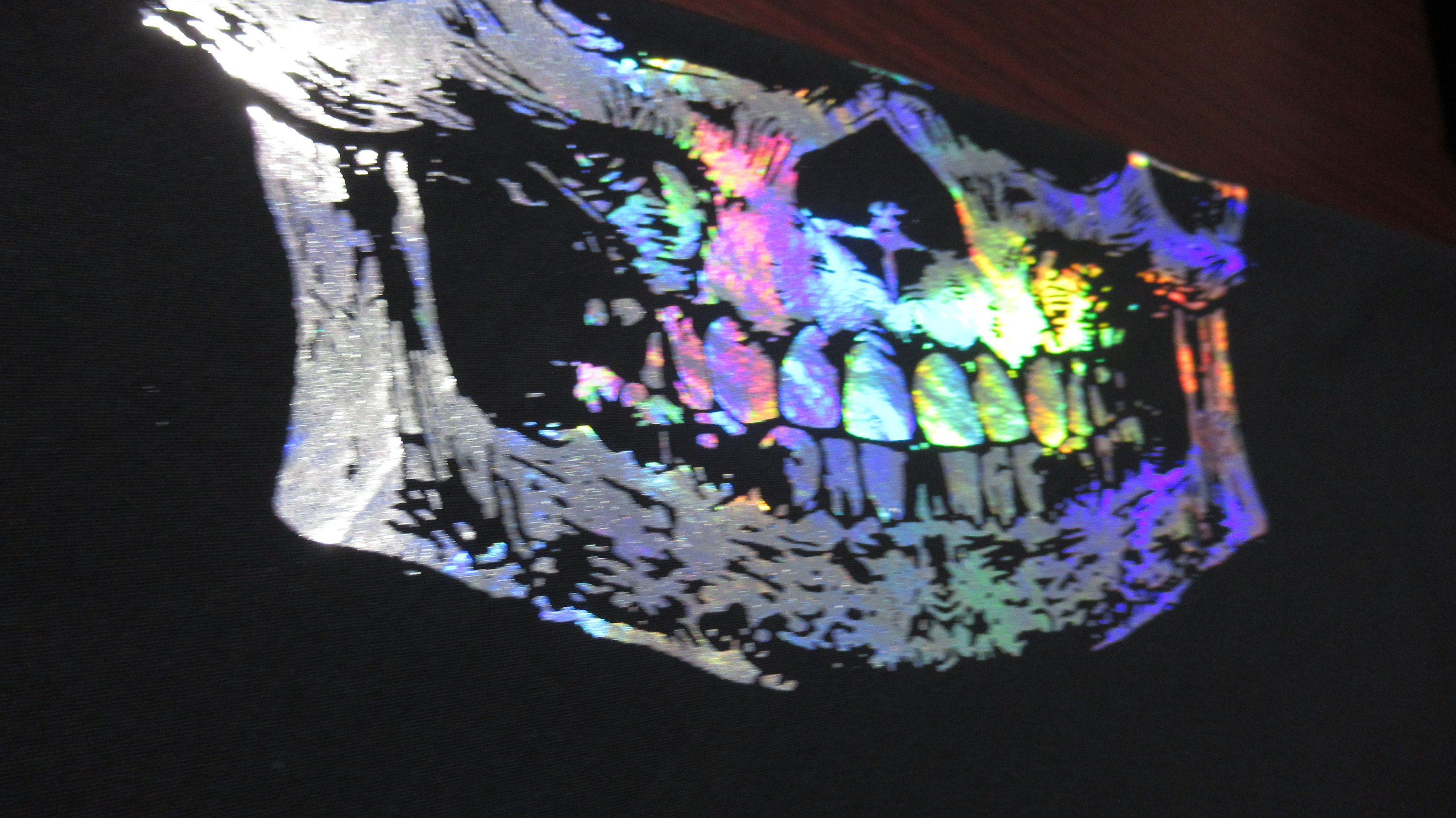 Holographic Chrome Silver Skull Face Black Bandana Half | Etsy