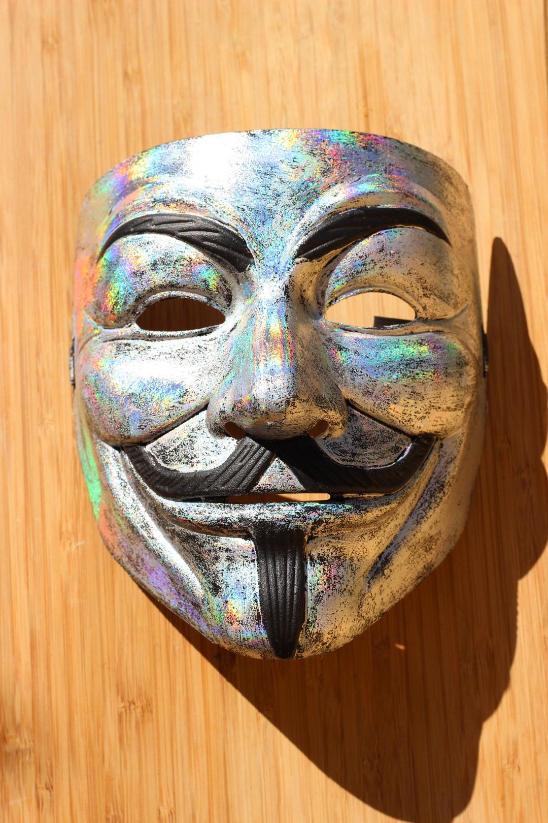 Distressed Holographic Metallic Guy Fawkes V for Vendetta Anonymous ...