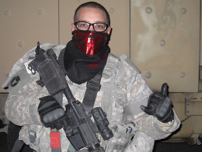 Devil Red Chrome Skull Face Black Bandana Mask Biker Dust | Etsy