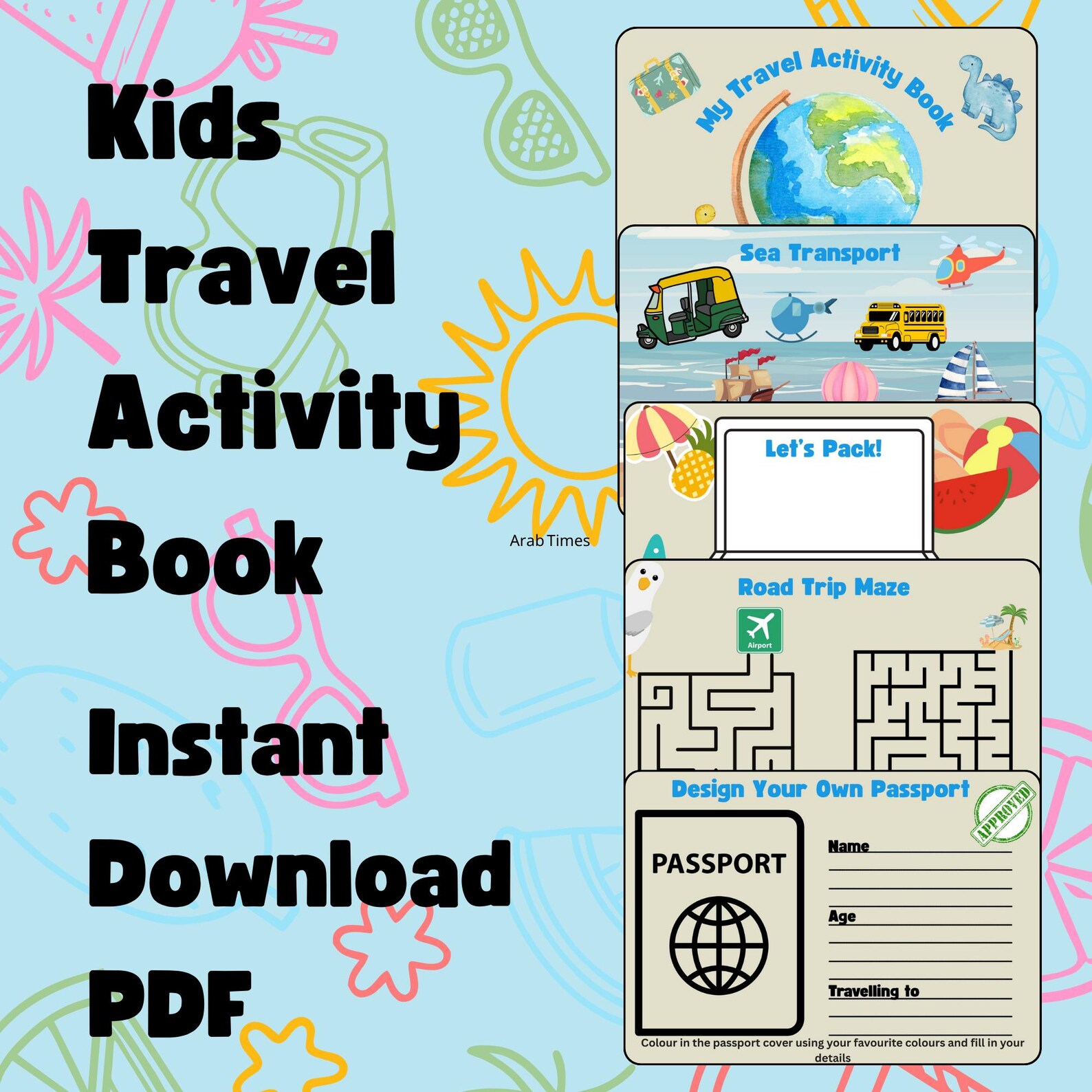 Printable Kids Travel Activity Book: Road Trip Games (PDF Download A4 ...