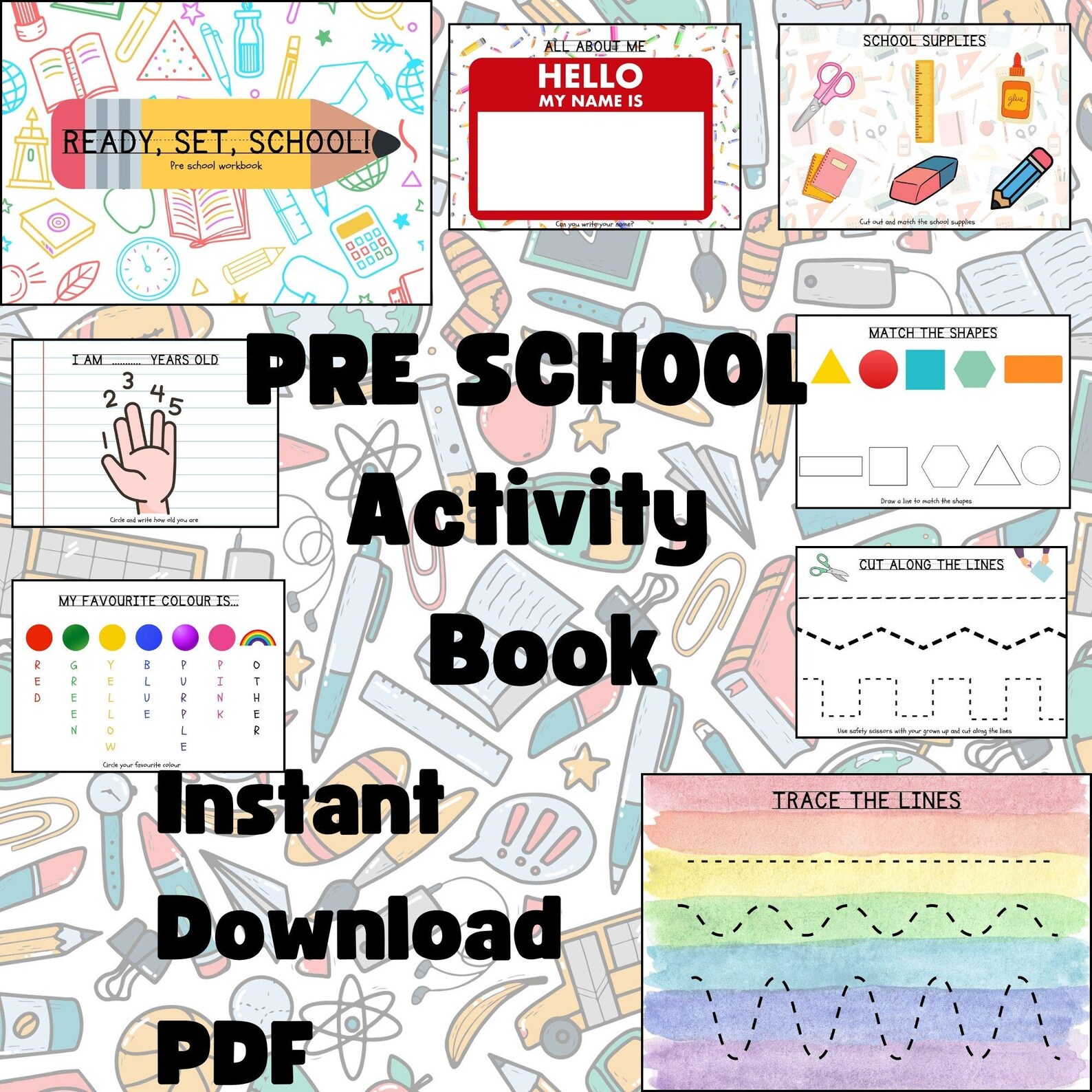 Preschool Activity Book: Back to School Learning Games (printable PDF ...