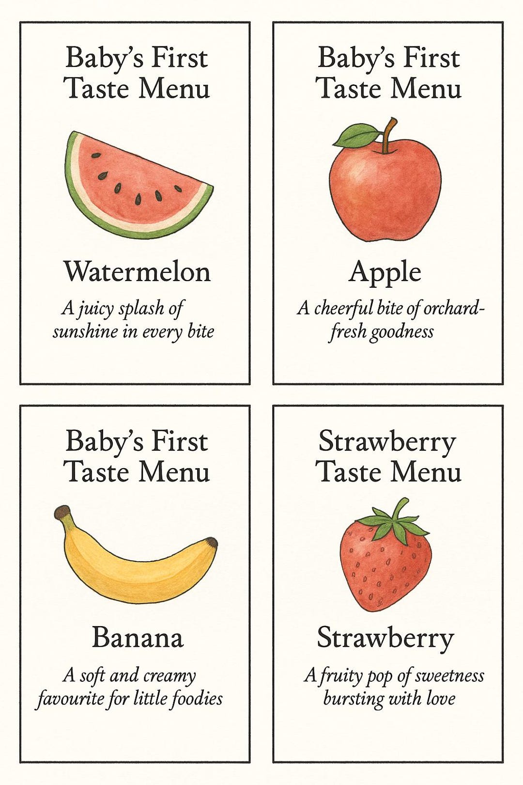 Baby’s First Taste – Fruit Milestone Cards | Printable Keepsake Set ...