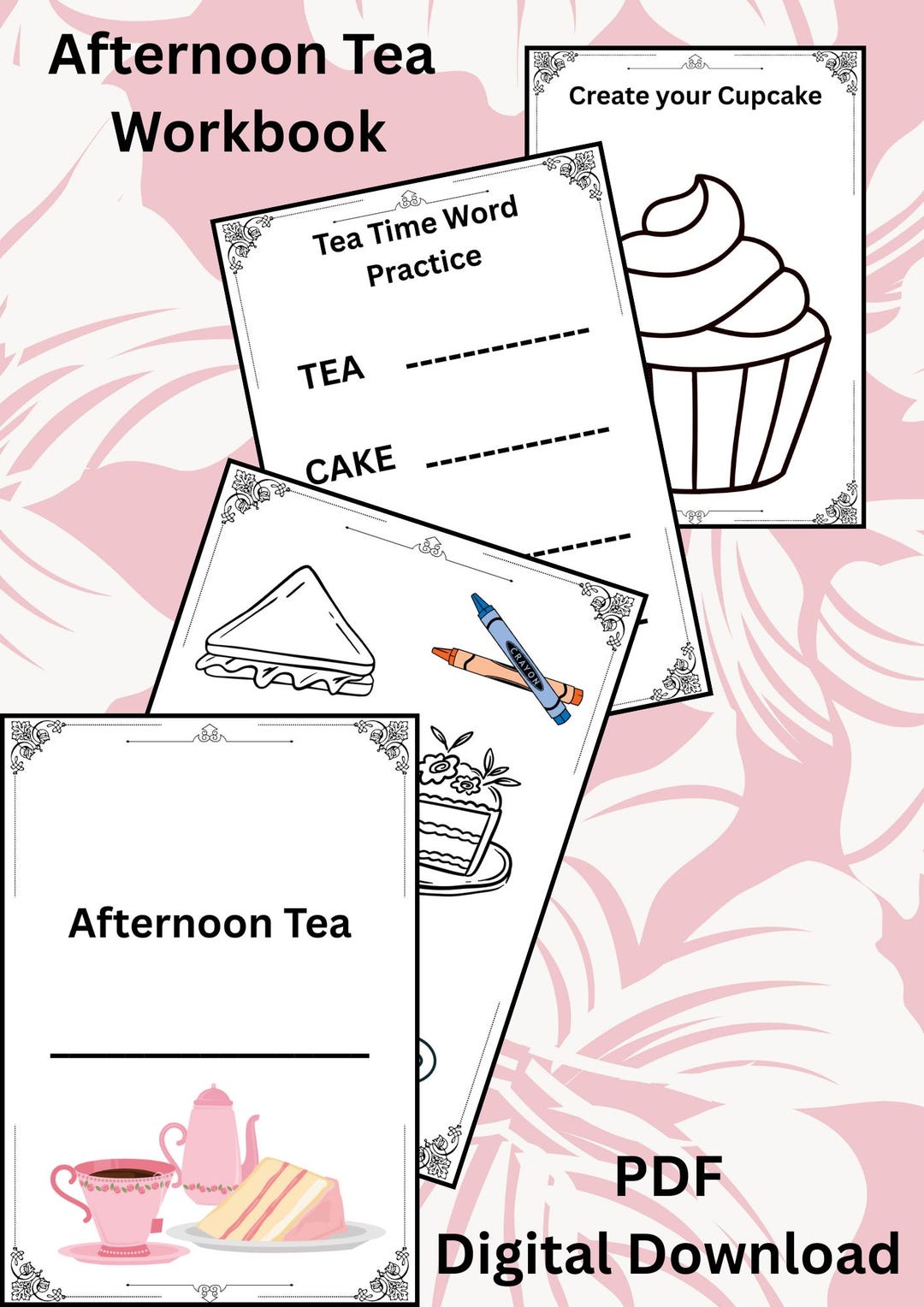 Afternoon Tea Activity Book for Kids | Printable Preschool Workbook - Etsy