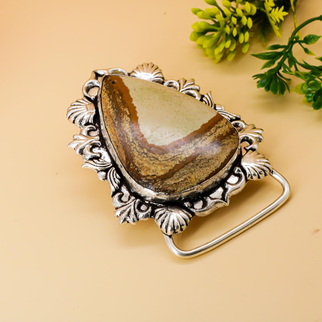 Stunning Big Jasper Belt Buckle - Western Design - Cabochon - Women ...