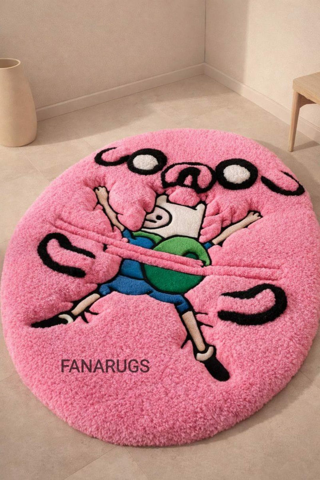 Adventure Time Rug – Finn & Jake Pink Plush Cartoon Rug, Kids Room Rugs ...