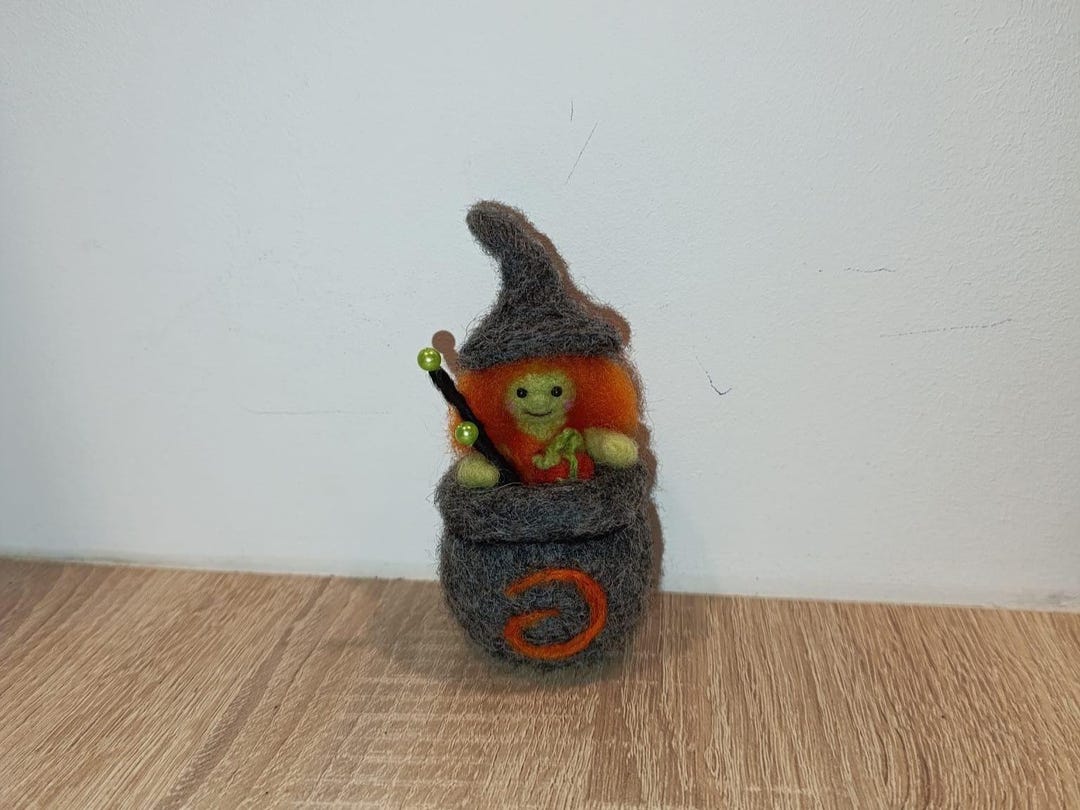 Felted Witch in Cauldron, Felt, Witch, Felt Figure, Felt Witch, Needle ...