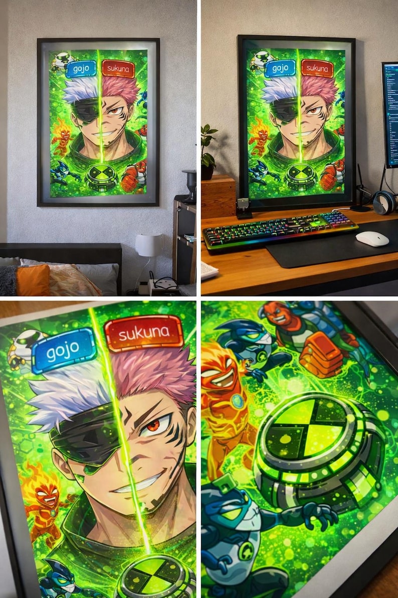 Gojo Vs Sukuna Ben 10 Crossover Fan Art Print | Vibrant Anime Wall ...