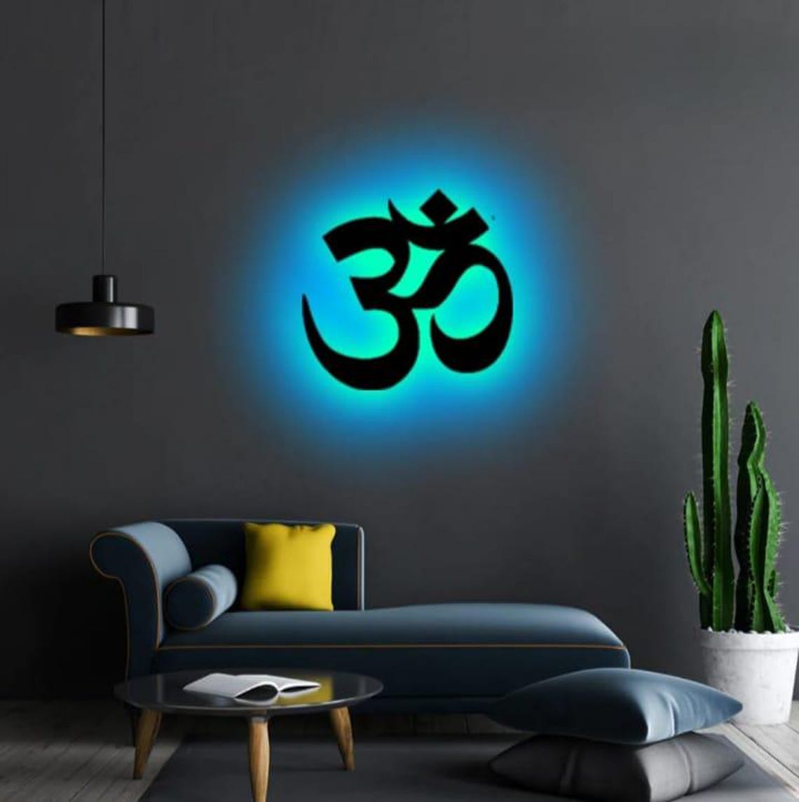 OM Neon Sign Meditation Accessory Wooden LED Neon for Wall Decor RGB Om ...