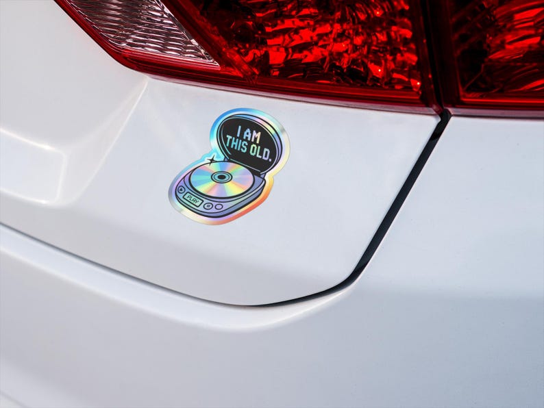 Discman Y2K Sticker: 90s Nostalgia Holographic Vinyl Decal, Retro Music ...